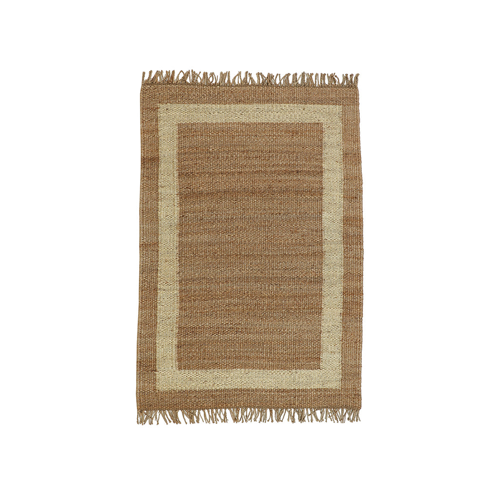 JUTE AND JUTE PANJA WEAVE DURRIE WITH FRINGES – Ilumel