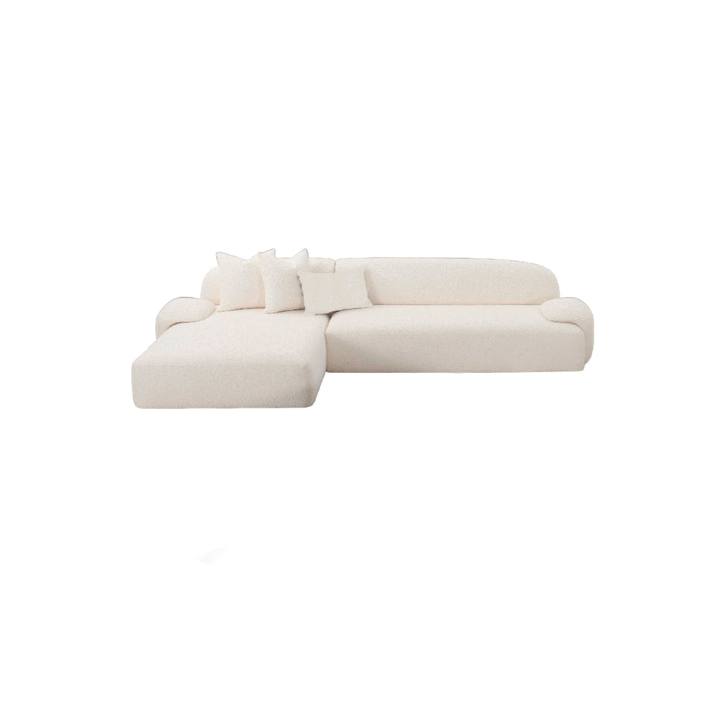 SOFA SECCIONAL ESTACIONARIO EN TELA BLANCA – Ilumel