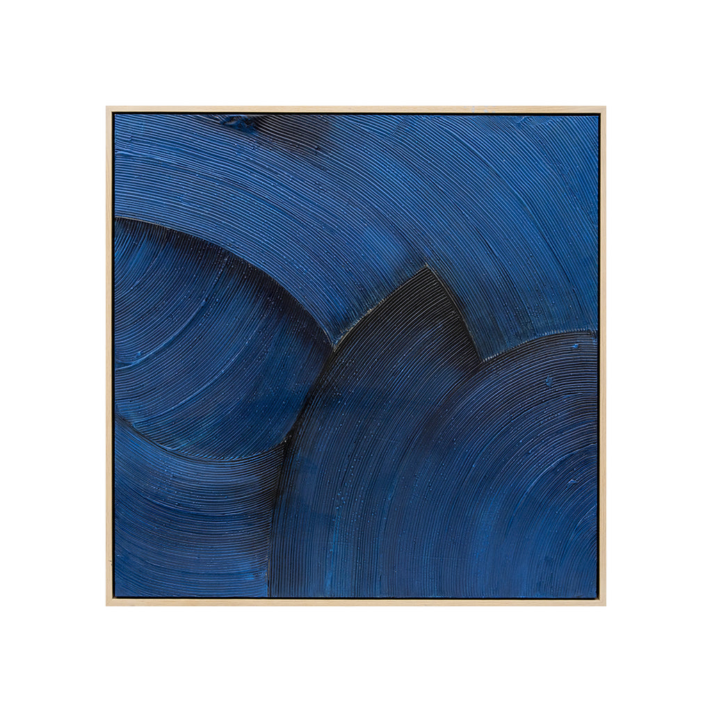 HANDPAINTED BLUE WALL PANEL WITH WOOD FRAME – Ilumel